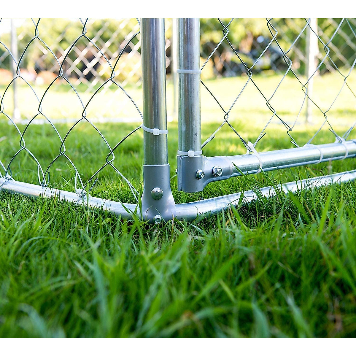 MAGIC UNION Outside Dog Kennels Playpen for Dogs Outdoor Dog Fence with Water-Roof Cover for Backyard Dog Run House (Silver)