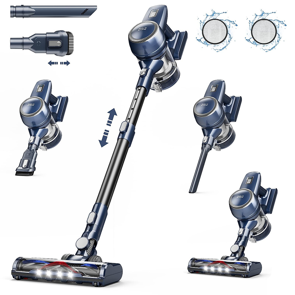 Cordless Vacuum Cleaner, ZISIZ Stick Vacuum with Powerful Suction, 40Mins Rechargeable Vacuum, Lightweight Vacuum Cleaners for Home Pets Short Carpet