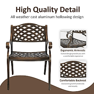 PATIO-IN 7 Piece Patio Dinning Set, 48.23" Metal Table Set, Outdoor Cast Aluminum Dinning Set, All Weather Patio Furniture for Garden, Include 6 chairs and 1 Round Patio Table with 2.36" Umbrella Hole