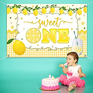HAMIGAR 6x4ft Sweet One Banner Backdrop - Lemon 1st First Birthday Decorations Party Supplies