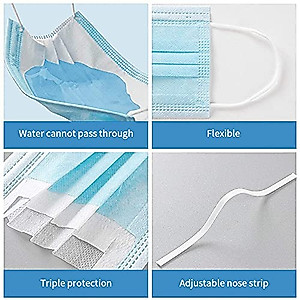 2000 PCS Bulk Blue Face Masks (40 Packs, 50pcs/Pack), Non Woven Thick 3-Layers Breathable Facial Masks with Adjustable Earloop, Mouth and Nose Cover