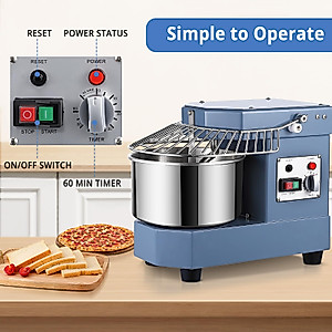 Towallmark Commercial Dough Mixer, 8QT Stainless Steel Bowl, 450W Dual Rotating Dough Kneading Machine with Safety Shield,for Restaurant, Bakeries,Pizzeria