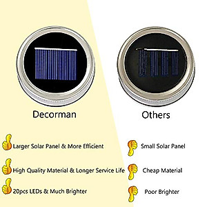 Decorman Solar Mason Jar Lid Lights, 6 Pack 20 LED Waterproof String Fairy Star Firefly Jar Lids Lights for Patio Garden Yard Lawn Party Wedding Christmas Decoration(Jars & Hangers Not Included)