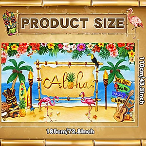 TREWAVE Large Hawaiian Aloha Party Decoration, Tropical Luau Party Backdrop, Summer Beach Photography Background, Hawaiian Party Baby Shower Tiki Themed Birthday Banner Wall Decor, 72.8 x 43.3 Inch