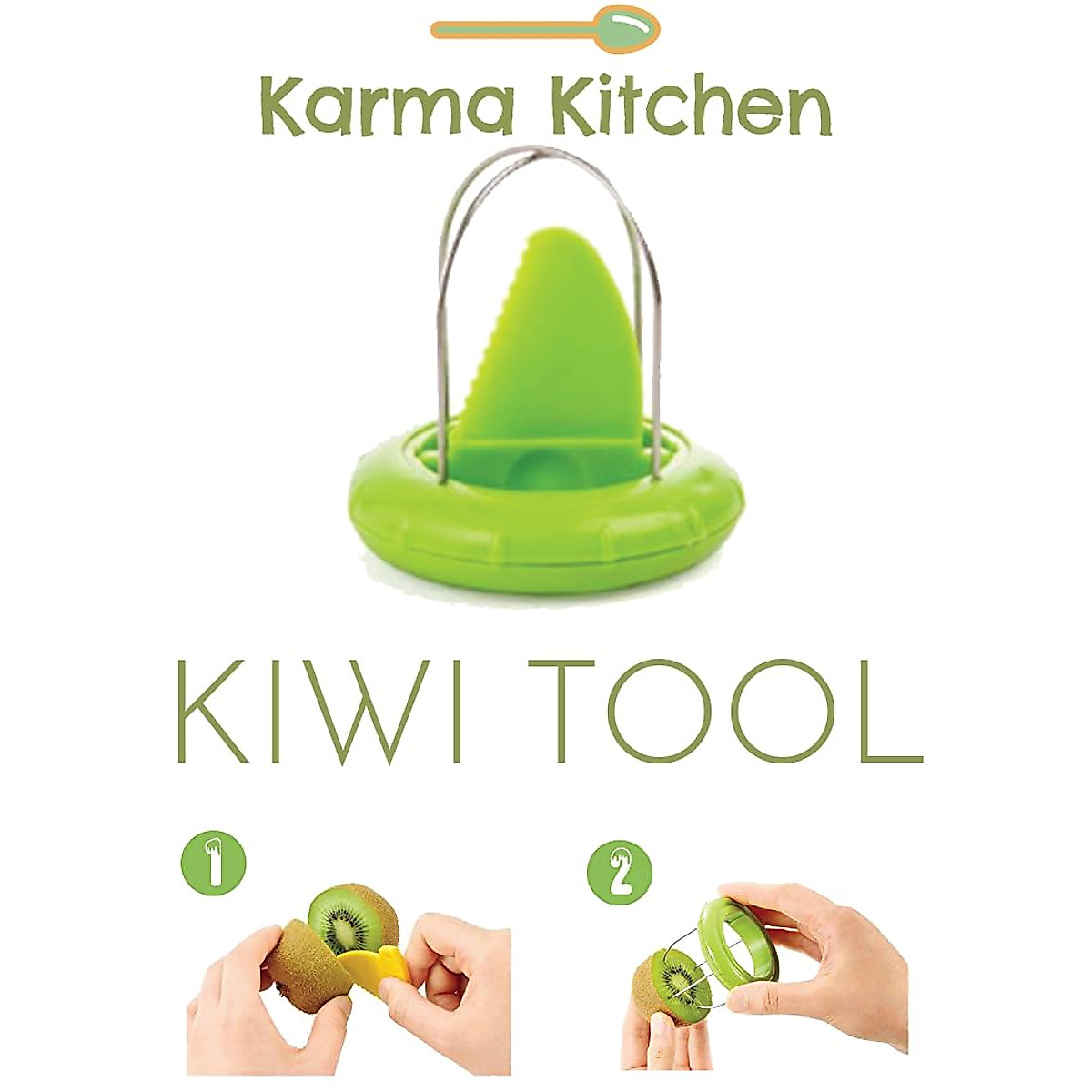 Fast Peel Any Fruit Or Soft Vegetable With Ease. Kiwi Slicer Peeler Pitter Scooper, Mango And Kimi Corer, Kiwi Fruit Scoop Kitchern Tool_Green