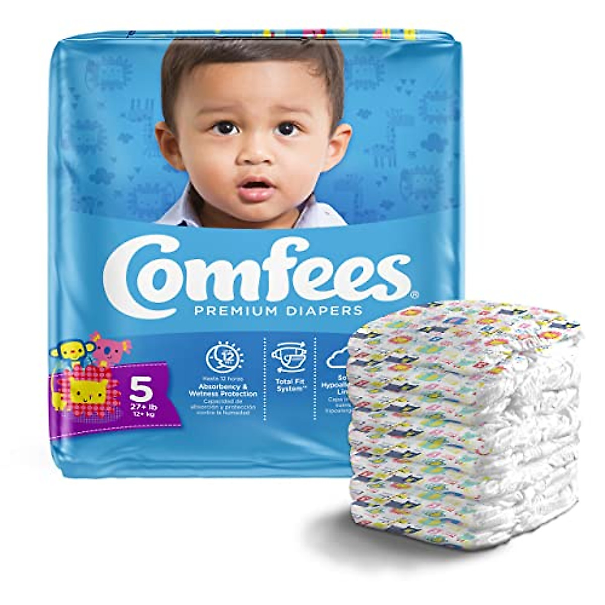 Comfees Premium Baby Diapers with Total Fit System for Boys & Girls, Size 5, 27Count, CMF-5