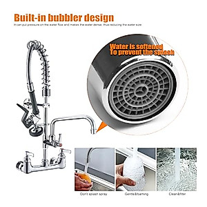 MSTJRY Commercial Faucet with Sprayer Commercial Wall Mount Faucet Commercial Sink Faucet Restaurant Faucet Pre Rinse Faucet with 25 Inch Height, 12 Inch Spout, US Standard
