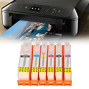 Walfront 6Pcs Ink Cartridge Printer Ink Cartridge Inkjet Cartridge Accessory Set Kit for PIXMA TR7540 TR8540 TS6140 TS8140 TS9140