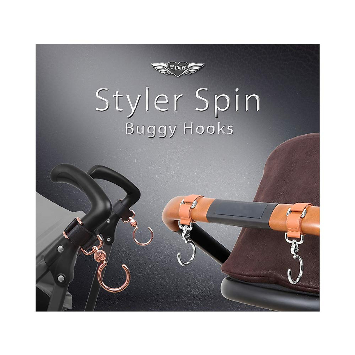 Manito Styler Spin Stroller Hooks (Pink Gold/Black)