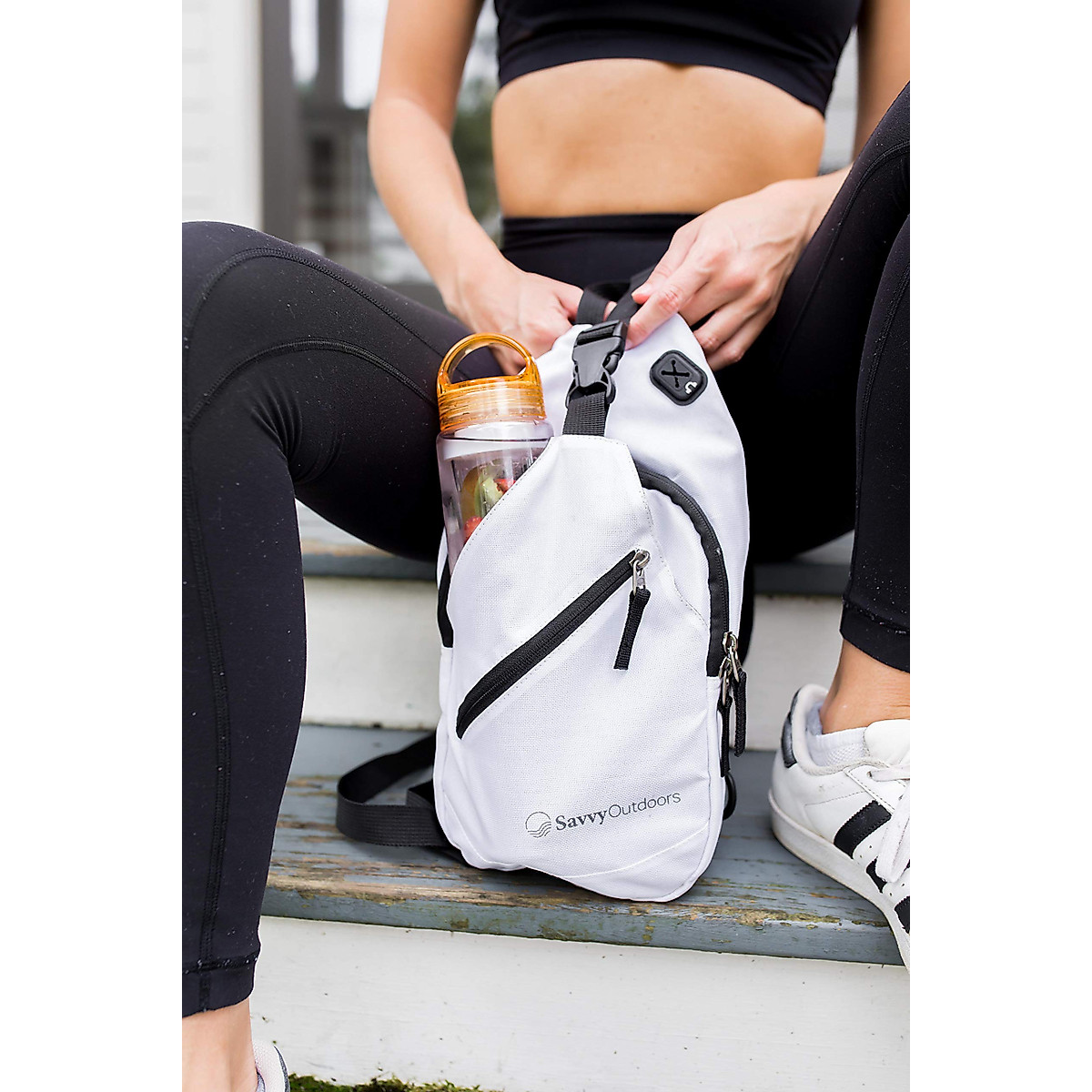 Savvy Outdoors Sling Backpack for Women - Small Crossbody Bags with One Strap Perfect for Hiking, Walking, Traveling - Small Outdoor Over The Shoulder Travel Accessories Perfect Women's Gift - White