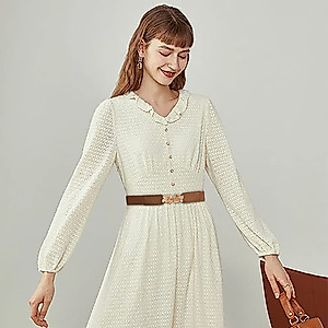 AWAYTR Skinny Belts for Women Dresses - Retro Rose Buckle Stretchy Elastic Belts for Jeans(Black+ Brown,Suitable Waist 25-32in)