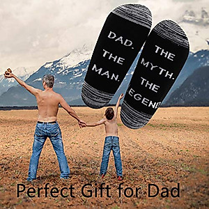 LEVLO Father' s Day Gift Dad Socks Dad The Man The Myth The Legend Socks Funny Present For Dad New Daddy Socks (2 Pairs/Set - Mid Calf - 1)