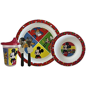 5 Piece Dinnerware Sets featuring Mickey and Minnie Mouse (Mickey)