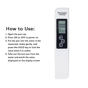 TDS Meter Digital Water Tester 3 in 1 ppm EC and Temperature Test Pen Easy to Use Water Purity Tester