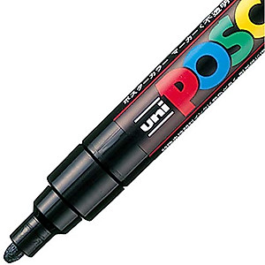 Uni POSCA Paint Marker Pen - Medium Point - Non Alcohol - Odorless Water Resistant Pen Maker - Set of 15 (PC-5M15C) with Original Vinyl Pen case