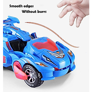 Dinosaur Transformer Car Toys for Boys, Transforming Dinosaur Car with LED Light and Music, Dino Transformer Toys for Kids, Christmas Birthday Gifts for Tolddlers