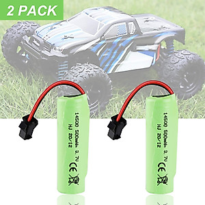 FPVERA Rc Car Battery - 2 Pack 500mah Batteries 3.7V Li-ion Rechargeable for Double Sided Rc Stunt Car RC Trucks Small RC Boat Remote Control Toy Cars E35 DE38 DE40 DE50 with USB