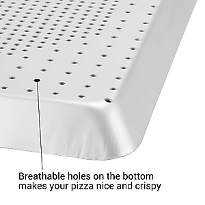 Beasea Square Pizza Pan for Oven, 11.8 Inch Pizza Pan with Holes Aluminum Alloy Pizza Oven Tray Pizza Crisper Pan Pizza Baking Tray Bakeware for Home Restaurant Kitchen