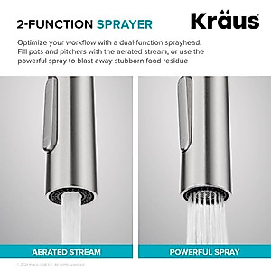 Kraus KPF-3101MB Oletto Modern Pull-Down Single Handle Kitchen Faucet, 19.5 inch, Matte Black