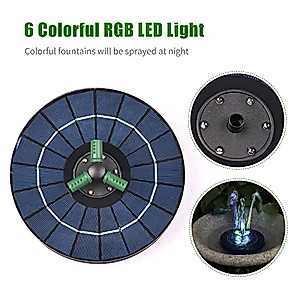 Kavolet Solar Fountain Pump with 360 Degrees Rotatable Nozzle, 4W RGB LED Solar Water Fountain, Battery Free Standing & uto-Shut Off, Water Pump for Bird Bath Garden Small Pond Outdoors