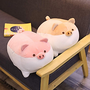 Levenkeness Soft Fat Pig Plush Hugging Pillow,Cute Piggy Stuffed Animal Doll Toy Gifts for Bedding, Kids Birthday, Valentine, Christmas (Pink, 15.7")