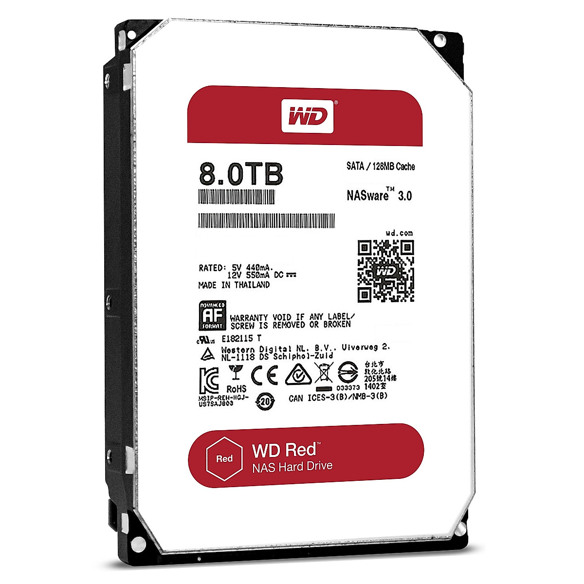 WD Red 8TB NAS Hard Disk Drive - 5400 RPM Class SATA 6 Gb/s 128MB Cache 3.5 Inch - WD80EFZX