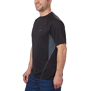 Speedo Men's Fitness UV Protection Rashguard Swim Shirt (Black, XX-Large)