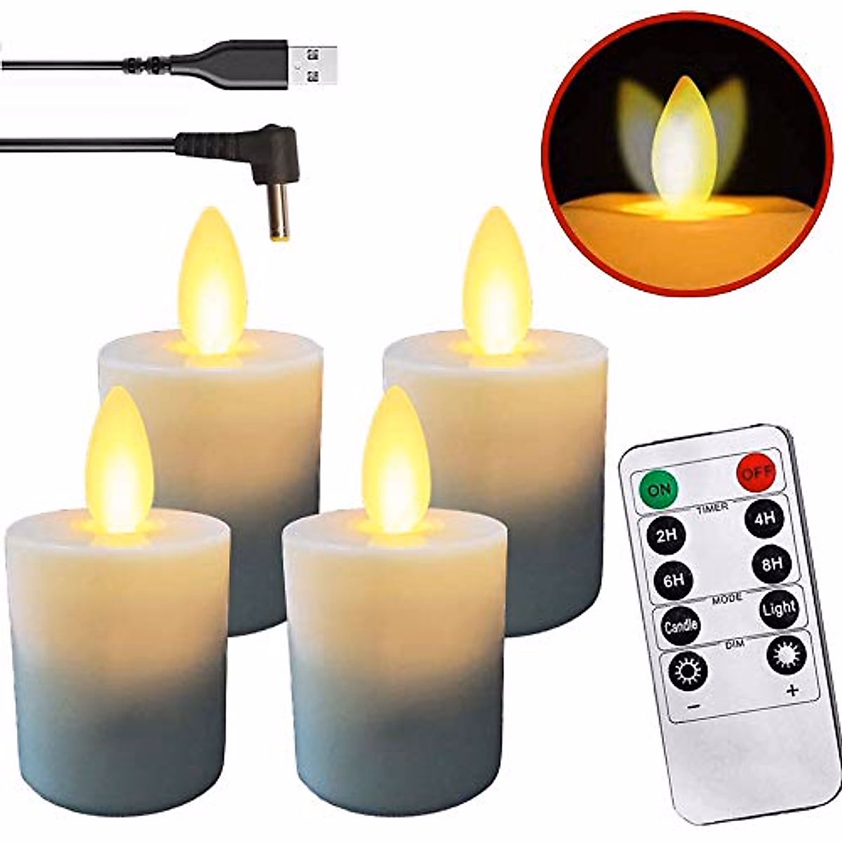 LED Moving Wick Candles with Timer, Battery Operated Flameless Electric Romantic Candles with Flickering Warm White Light, Flameless Fake Candles with Holders for Home Fireplace Christmas or Halloween