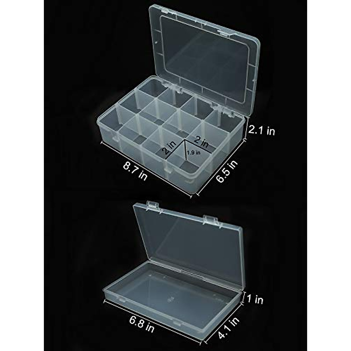 UHOUSE 7 Pack Plastic Organizer Container,Plastic Storage Box with Adjustable Dividers for Jewelry Toy Cosmetics Craft Fuse Beads Nuts Pills Tackle and Screwdriver