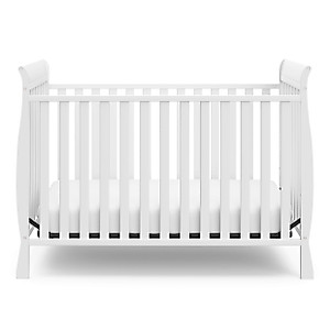 Graco Storkcraft Maxwell Convertible Crib (White) – GREENGUARD Gold Certified, Converts to Toddler Bed and Daybed, Fits Standard Full-Size Crib Mattress, Classic Crib with Traditional Sleigh Design