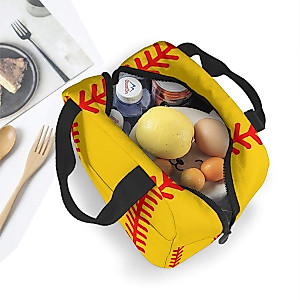 Lunch Bag Baseball Stitches Softball Tote Bag Insulated Lunch Box Water-Resistant Cooler Bag For Men/Women/Picnic/Boating/Beach/Fishing