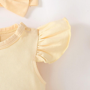 Magic Park Infant Tulle Dress Baby Girl Ruffle Sleeve Romper Dress Solid Color Tutu Skirt with Headband Holidays Clothes (Flesh Color, 6 Months)