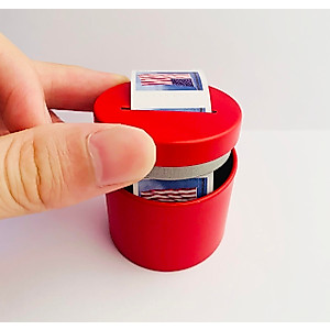 KUQILEY Postage Stamp Dispenser - Stamp Roll Dispenser Red Iron can Material Stamp Dispenser Compact and Impact-Resistant for Desk Organization of Home Office Supplies