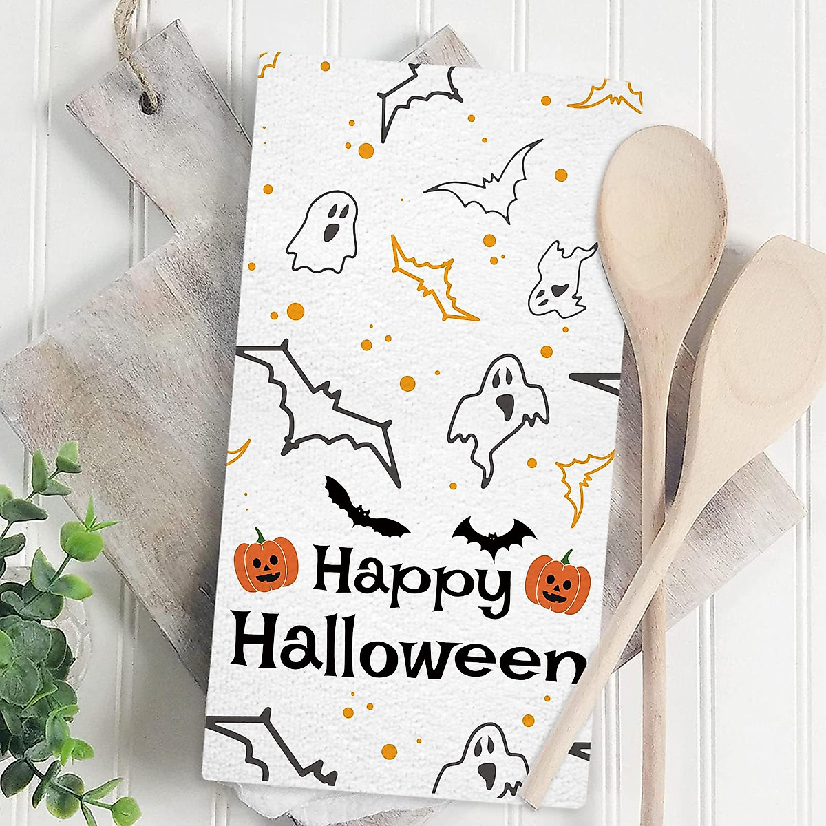 Halloween Kitchen Towels Halloween Pumpkin Ghost Halloween Dish Towels Set of 2, Spooky Holiday Hand Towel 18x26 Inch Drying Cloth Towel for Kitchen Home Decoration