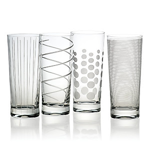 Mikasa Cheers Stemless Wine Glasses (Set of 4) and Highball Glasses (Set of 4), Clear