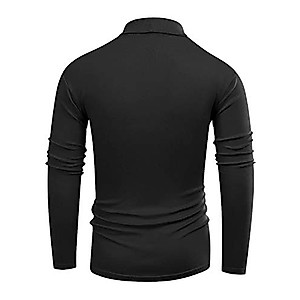 Beauhuty Men Slim Fit Lightweight Long Sleeve Pullover Top Turtleneck T-Shirt (Black,XL)