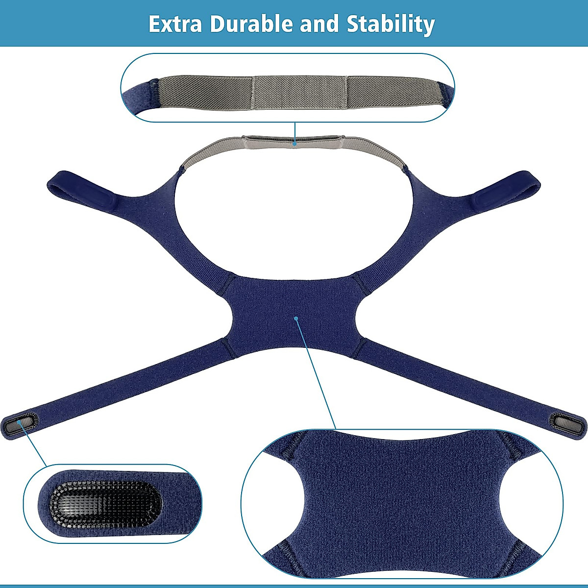 Wisp CPAP Mask Headgear Strap with Fabric Frame and Magnetic Clips Replacement Supplies Compatible with Respironics Wisp Nasal CPAP/BiPAP Mask (Standard Size, Blue)