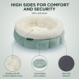 BALANCE Round Cat Beds for Indoor Cats - Donut Dog Beds for Small Dogs, Washable Pet Bed for Puppy and Kitten with Anti-Slip Bottom