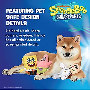 SpongeBob SquarePants for Pets Nickelodeon Spongebob, Patrick, and Sandy Figure Plush Dog Toy | 6 Inch Small Dog Toys for Spongebob Fans | Squeaky Dog Toys for All Dogs (FF16161)