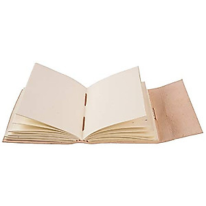 Leather Journal 7 x 5 Inch 220 Page Journal, Vintage Owl Embossed Blank Book, Sketchbook, Notebook Leather Journal (Handmade Unlined Paper) - Pocket style with Lock Closure for Men and Women (Vintage Tan - Plain Paper) (7 x 5 Inch, TC Leather)