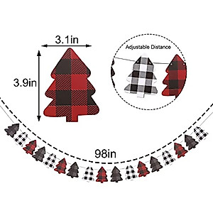 WAWOO Buffalo Plaid Garland for Christmas Tree - Lumberjack Hanging Bunting Banner, Buffalo Plaid Fireplace Garland, Indoor Outdoor Decoration, Photo props, Buffalo Plaid Decor