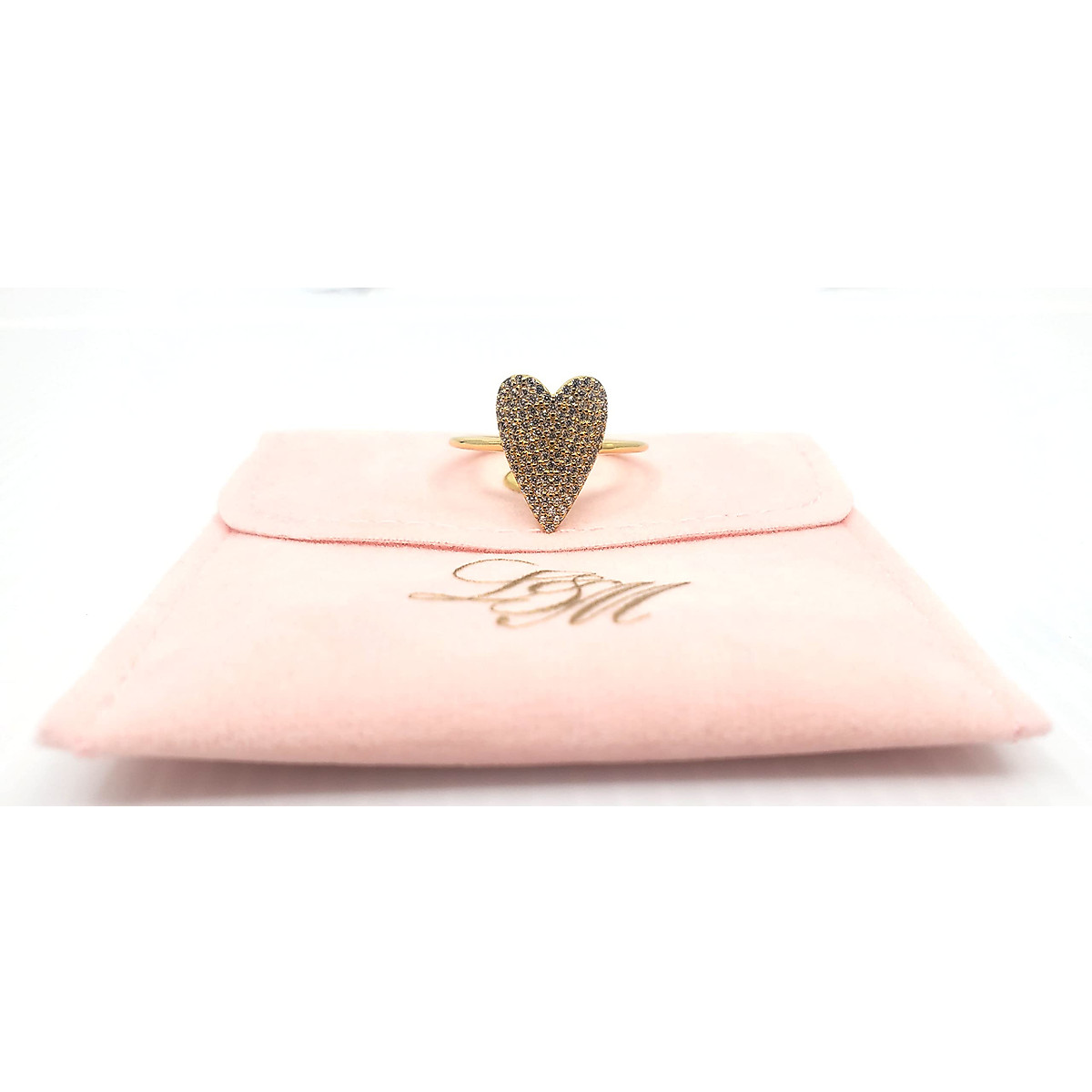 L & M Accessorize - 925 Sterling Silver 18K Yellow Gold Plated Heart Ring (10)