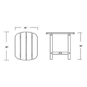 POLYWOOD SBT18GY South Beach 18" Outdoor Side Table, Slate Grey