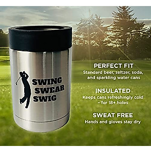 Golf Can Koozie - Funny Golf Gift - Stainless Steel Coozie for Beer, Hard Seltzer, Water, Soda