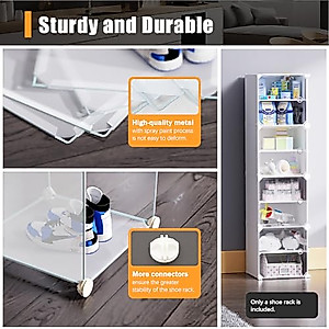 BJTDLLX Shoe Rack Organizer, 3 x 12-Tiers Stackable 72 Pairs DIY Shoe Storage Cabinets Stand, Dust-proof Shoe Rack Shelf Clear Plastic Shoe Boxes Foldable Shoe Storage Rack for Heels Boots Slippers