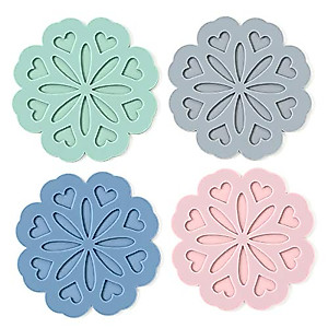 Set 4 Silicone Trivet Mat - Hot Pot Holder Hot Pads for Table & Countertop - Trivet for Hot Dishes - Non-Slip & Heat Resistant Modern Kitchen Hot Pads for Pots & Pans, Assort 4 colors
