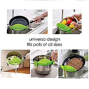 2 Pcs Clip on Strainer, Pot Strainer for Pasta Meat Vegetables Fruit, Silicone Strainer - Fit All Pots and Bowls.