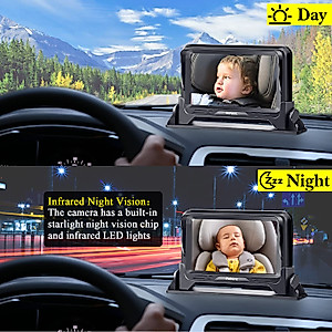 Rohent Baby Car Camera Carseat: Crystal Night Vision HD 1080P Car Seat Camera Backseat Rear Facing Infant Car Baby Monitor with Camera 3 Mins Easy Installation N06