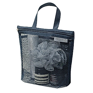 Mesh Toiletry Bag with Portable Handle Zipper Quick Drying Heavy Duty Large Capacity Shower Travel Makeup Organizer Bag for Bathroom, Travel, Swimming, Gym, Camping, College Dorms, Beach Navy Blue