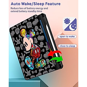 Trendy Fan for iPad Pro 12.9 Case 2022/2021/2020/2018 Case Cute Cartoon Kawaii for Girls Kids Girly Women Design Covers,360 Degree Rotating Folio Stand Pencil Holder for Apple i Pad 12.9 inch,Miqi